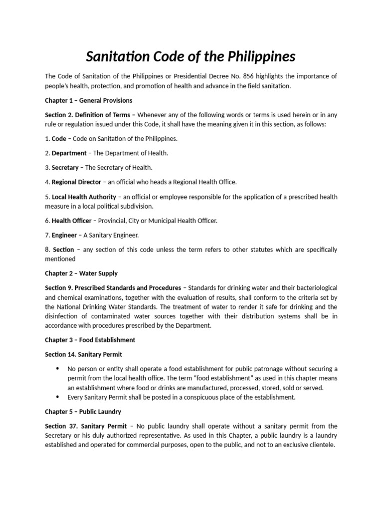Philippines Sanitation Code Overview | PDF | Septic Tank | Sanitary Sewer