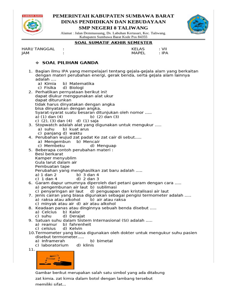 Soal Ipa Kelas 7 Bu Lis | PDF