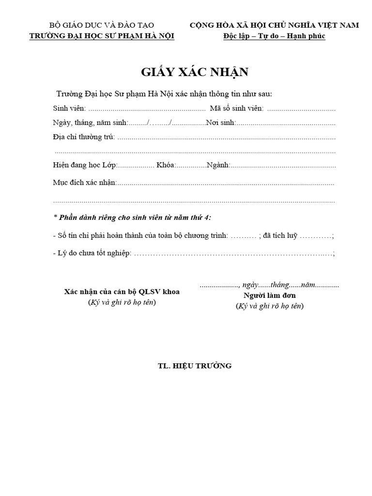 2 Xac Nhan SV Dang Hoc Tai Truong 1 CUA | PDF