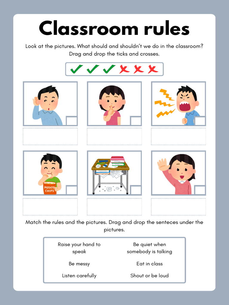 Classroom Rules Digital Worksheet in Multicolor Watercolor Style | PDF
