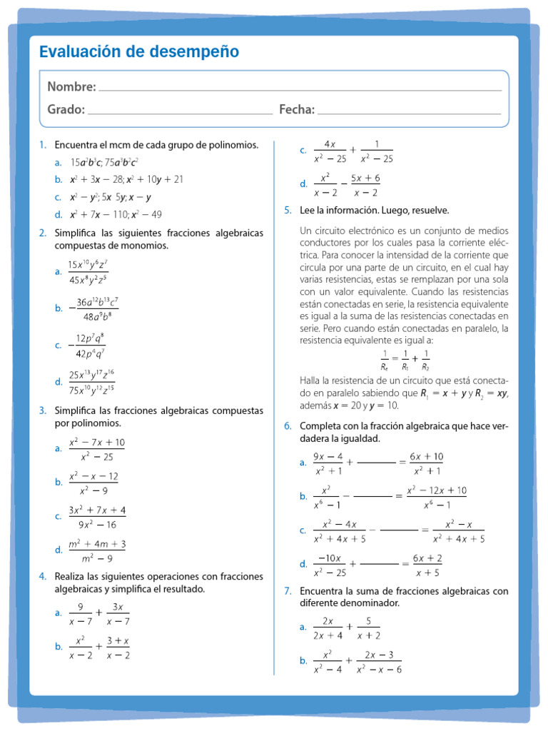 Taller_Simplificaci_n_de_Fracciones | PDF | Resistencia Eléctrica y Conductancia | Aritmética