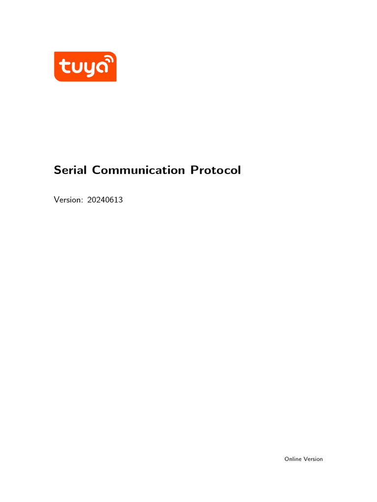 Serial Communication Protocol - Tuya Developer Platform - Tuya Developer Platform | PDF ...