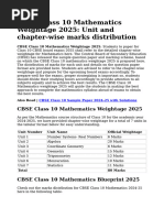 CBSE Class 10 Maths Chapter Weightage | PDF
