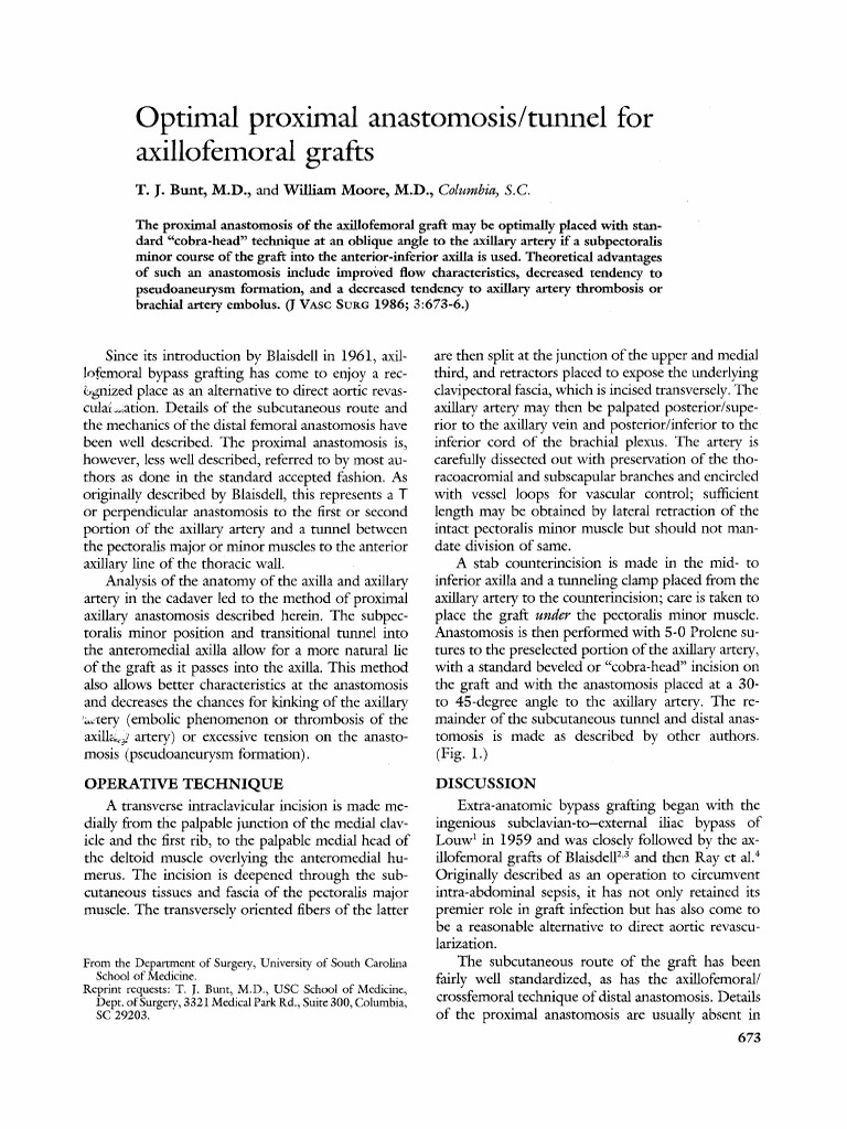 Axillofemoral Bypass Bunt1986 | PDF | Coronary Artery Bypass Surgery ...