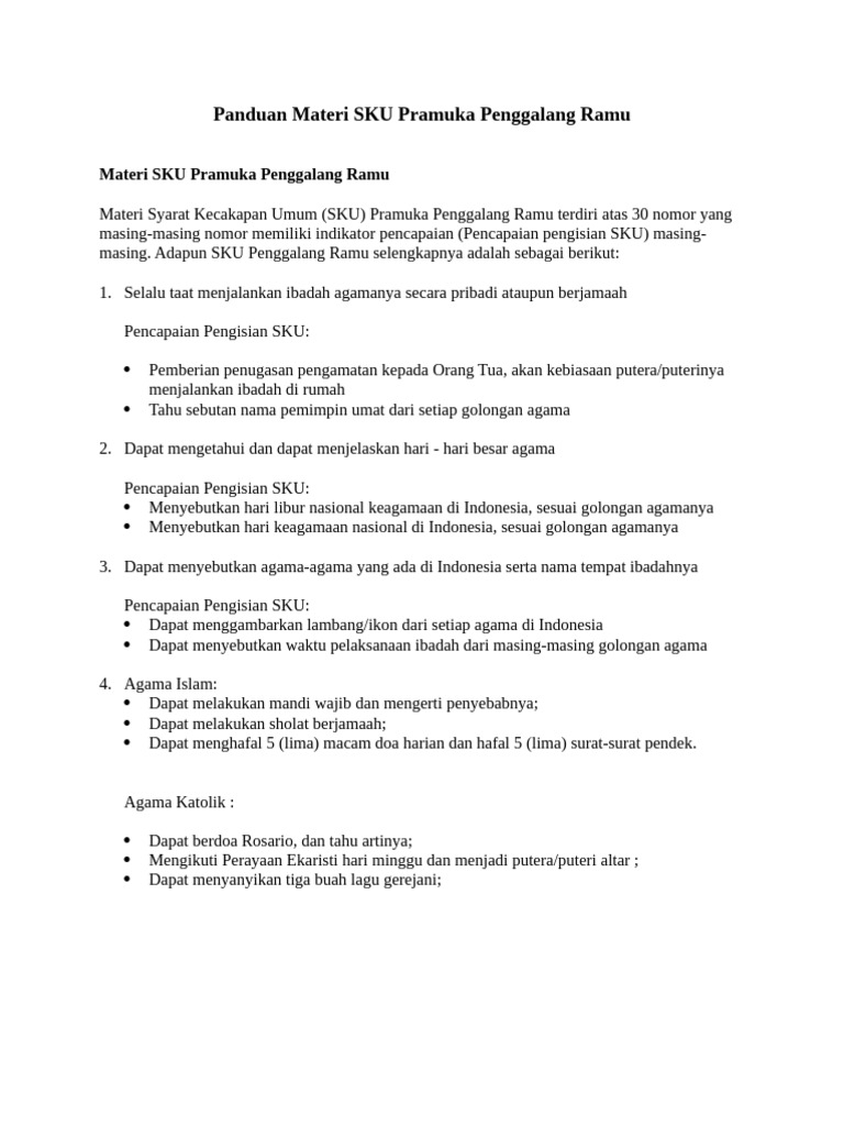 Panduan Materi SKU Pramuka Penggalang Ramu | PDF