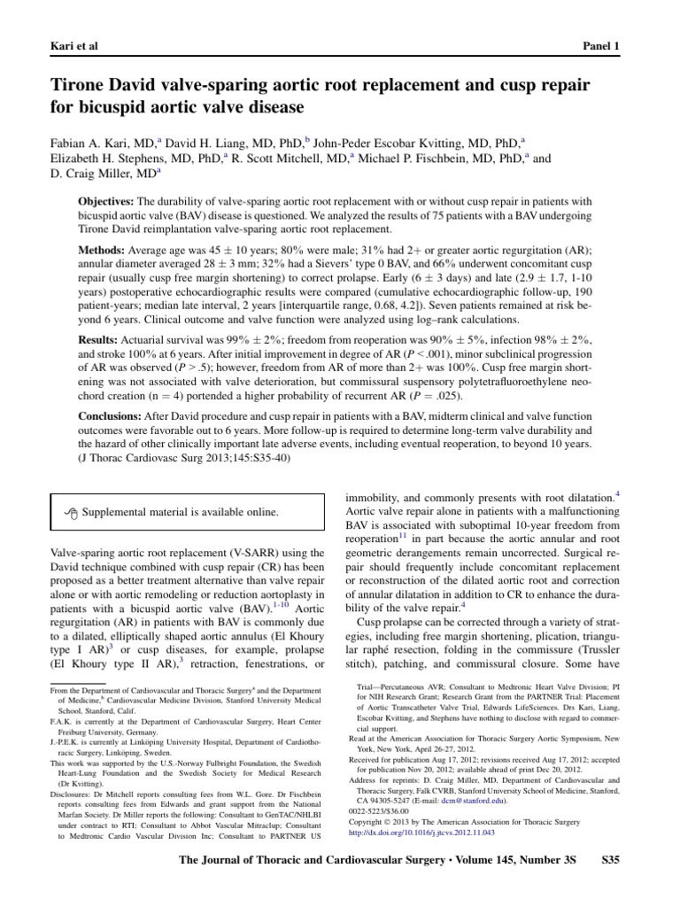BAV - Valve Soaring Root Replacement Tiron David | PDF | Heart Valve | Cardiology