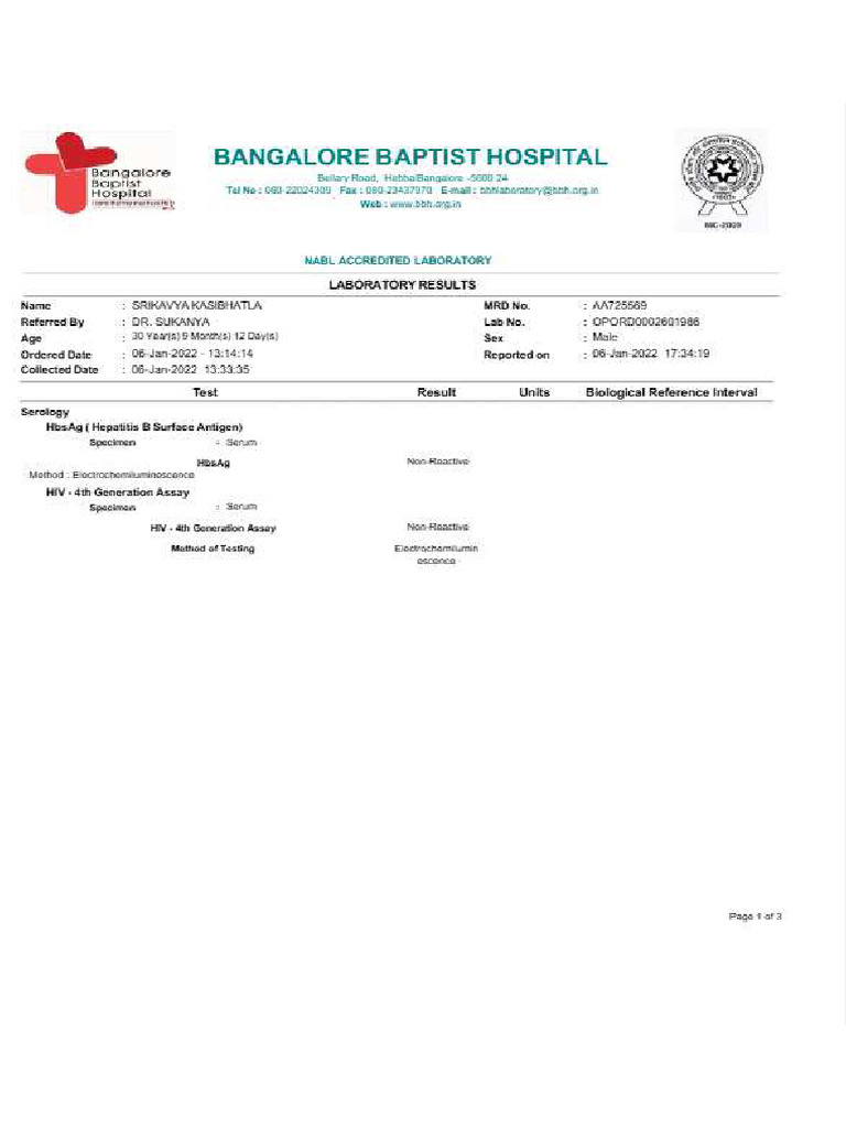 Blood Report | PDF