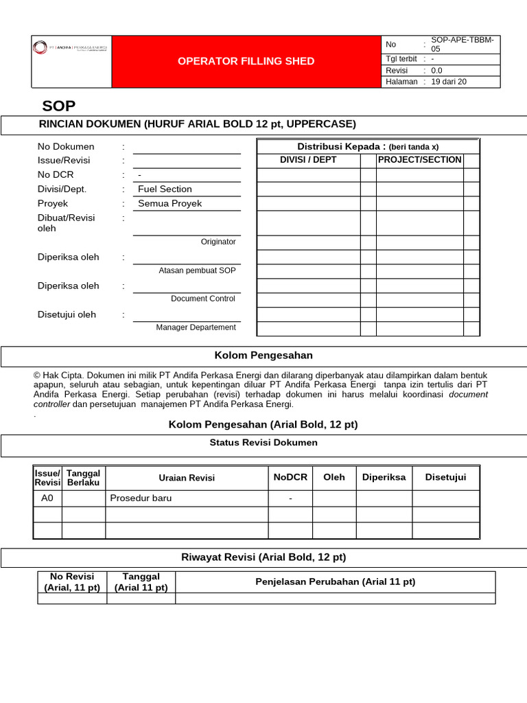 Sop Operator Filling Shed | PDF