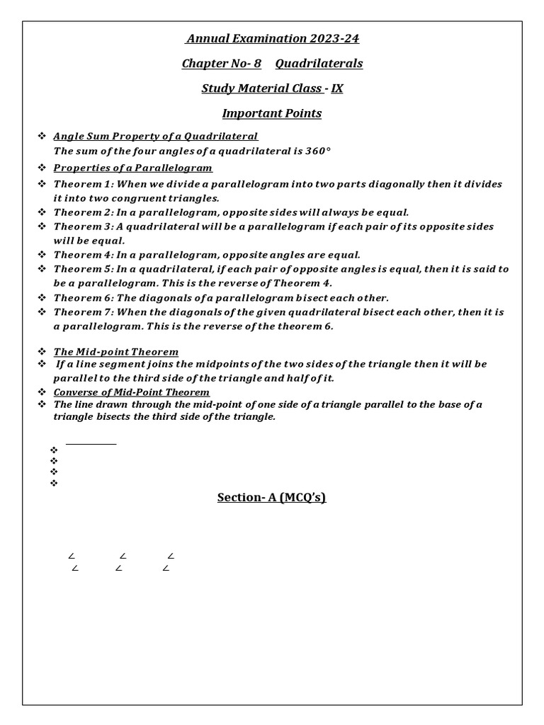 Ch-8 Anuj Garg Maths Class 9 | PDF | Rectangle | Classical Geometry