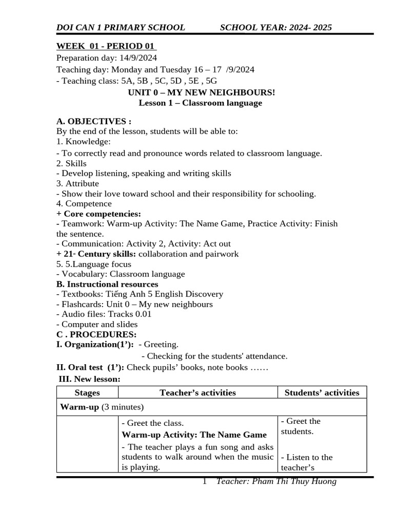 Ed5 Lesson Plan Full | PDF | Stress (Linguistics) | Vocabulary