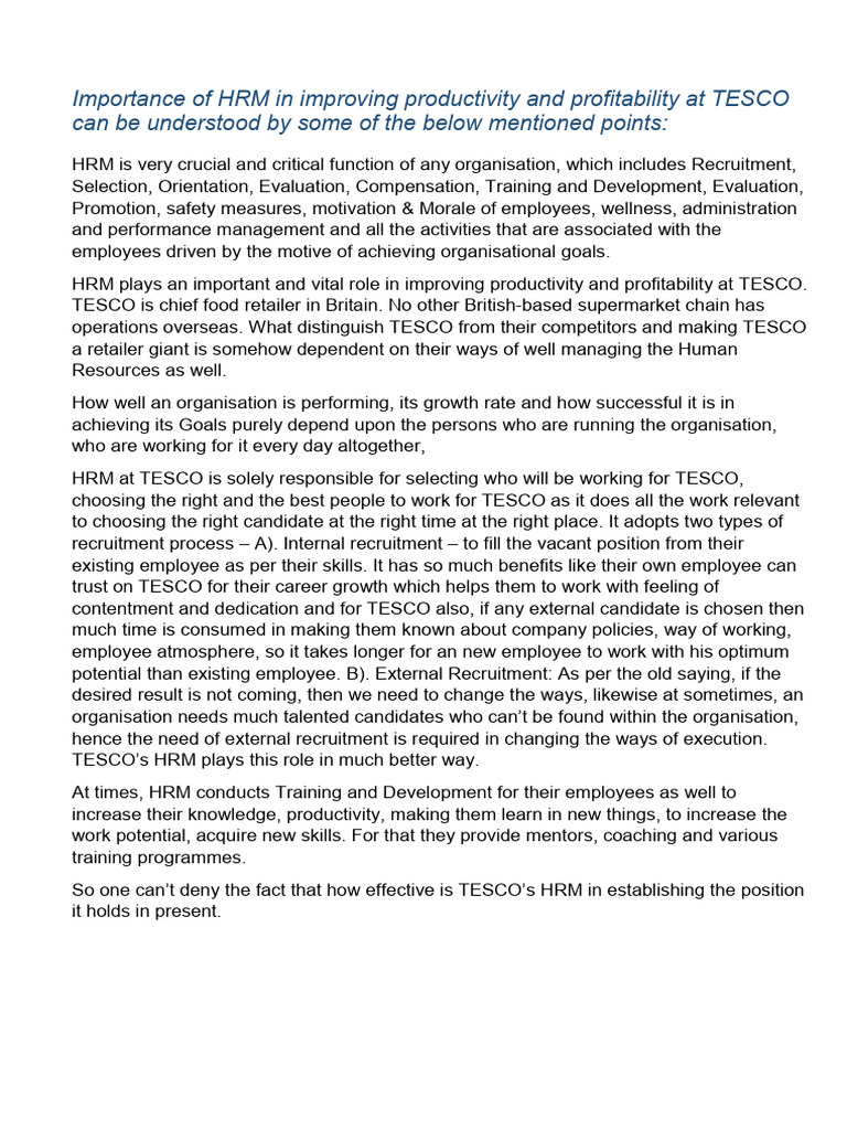 Tesco 2 | PDF | Human Resource Management | Recruitment