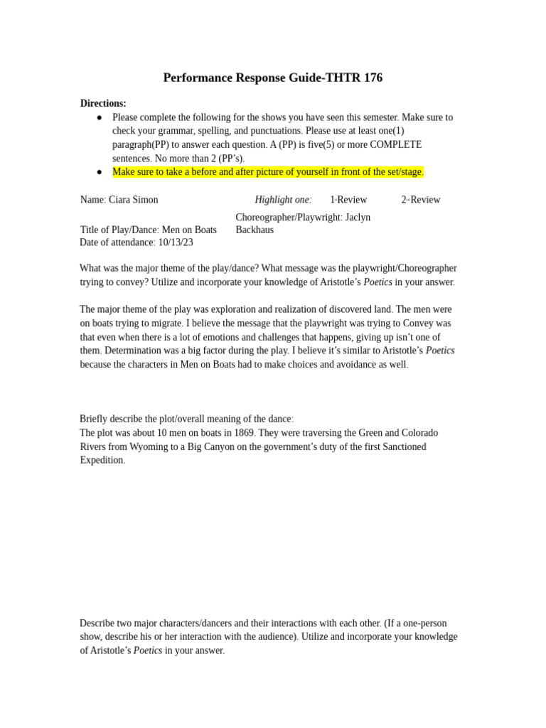 CofC Performance Response | PDF