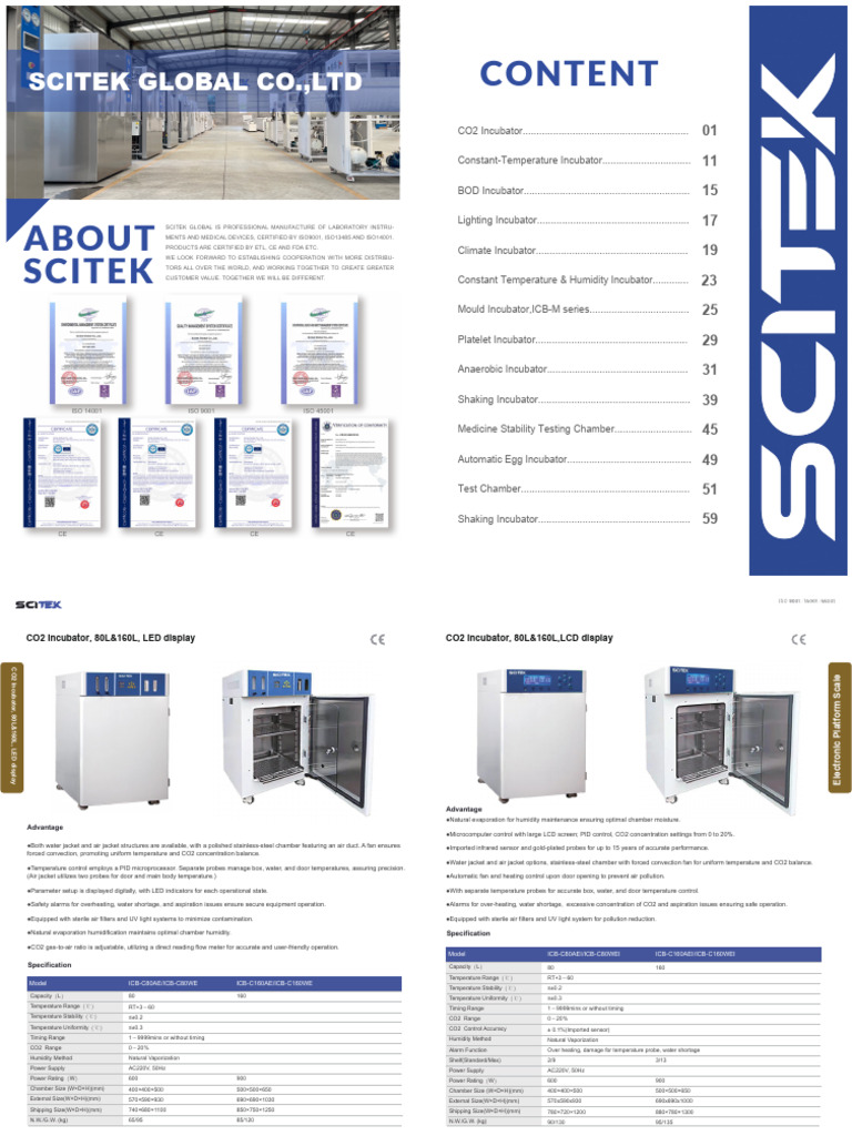 Scitek Global Laboratory Incubators | PDF | Humidity