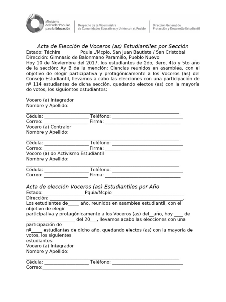 Acta de Elección de Voceros | PDF | Gobierno