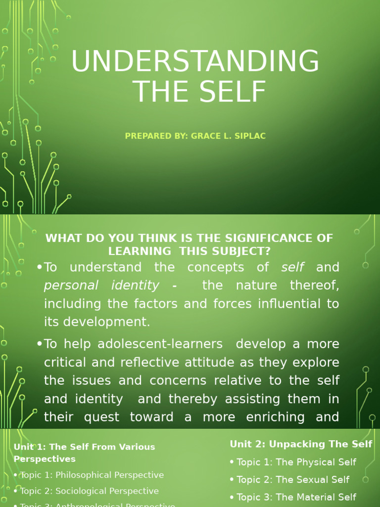 Understanding The Self Lesson 1 | PDF | Philosophy Of Self | Soul