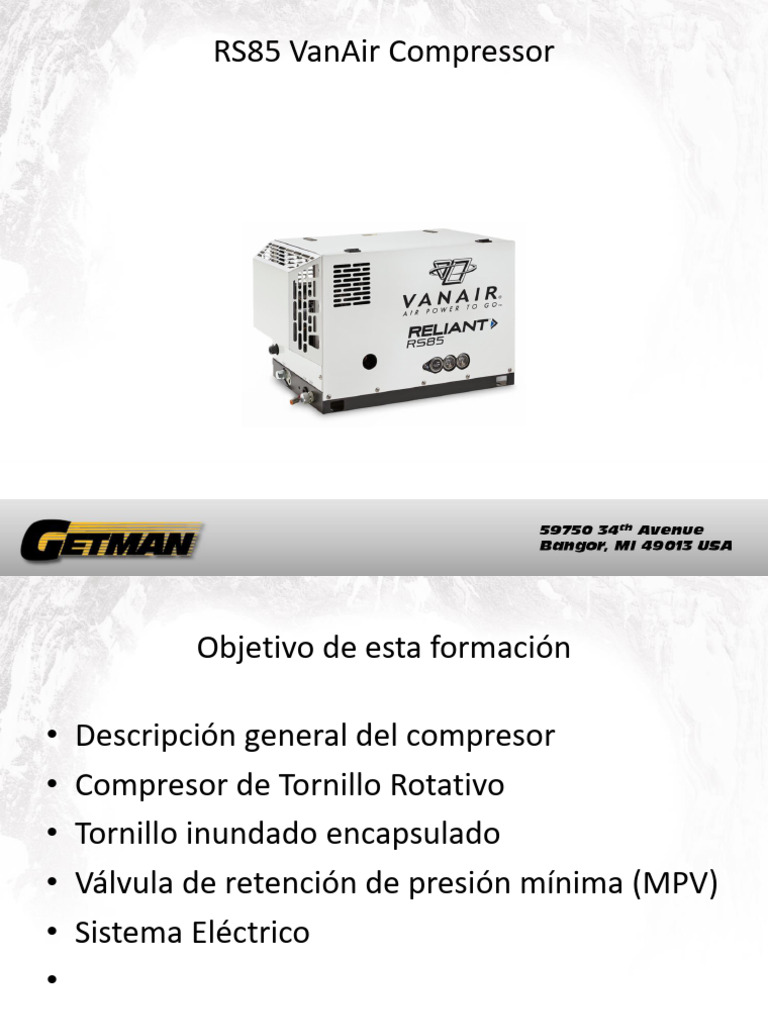 Funcionamiento del Compresor RS85 VanAir | PDF