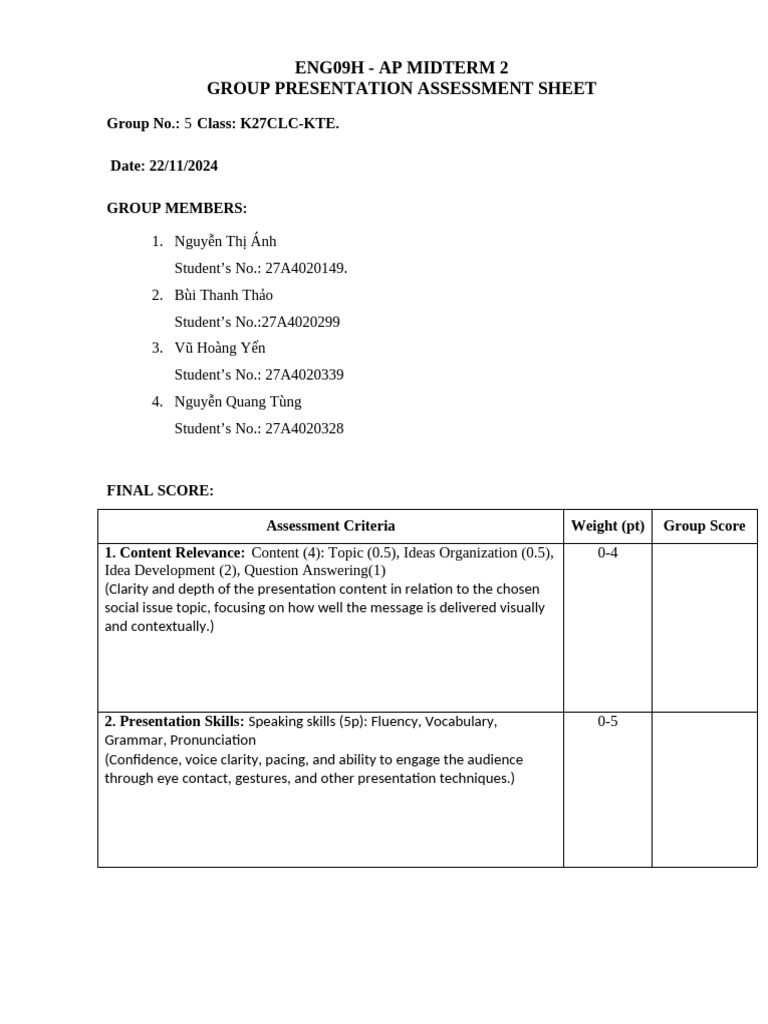 AP Midterm 2 Group Presentation Guide | PDF