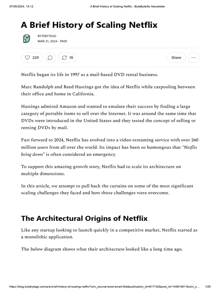 A Brief History of Scaling Netflix - ByteByteGo Newsletter | PDF | Computing | Information ...