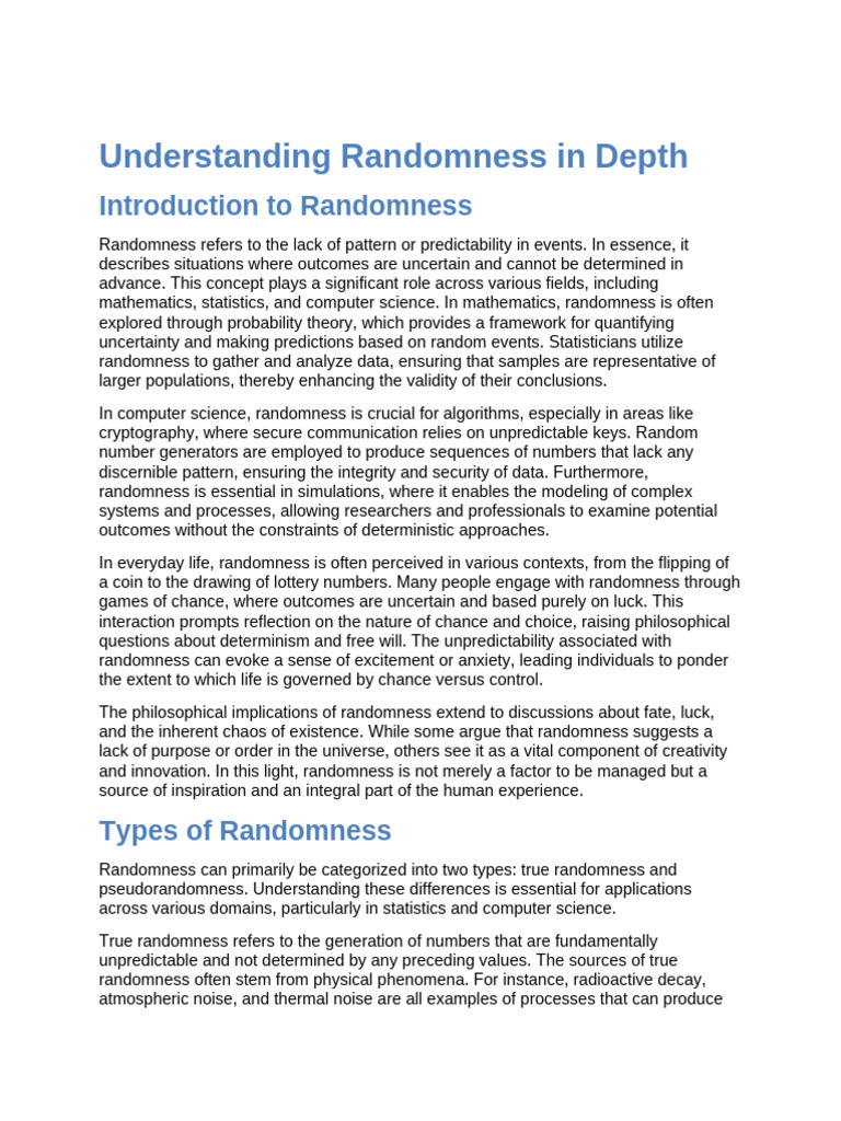 Understanding Randomness in Depth | PDF | Probability Distribution | Randomness
