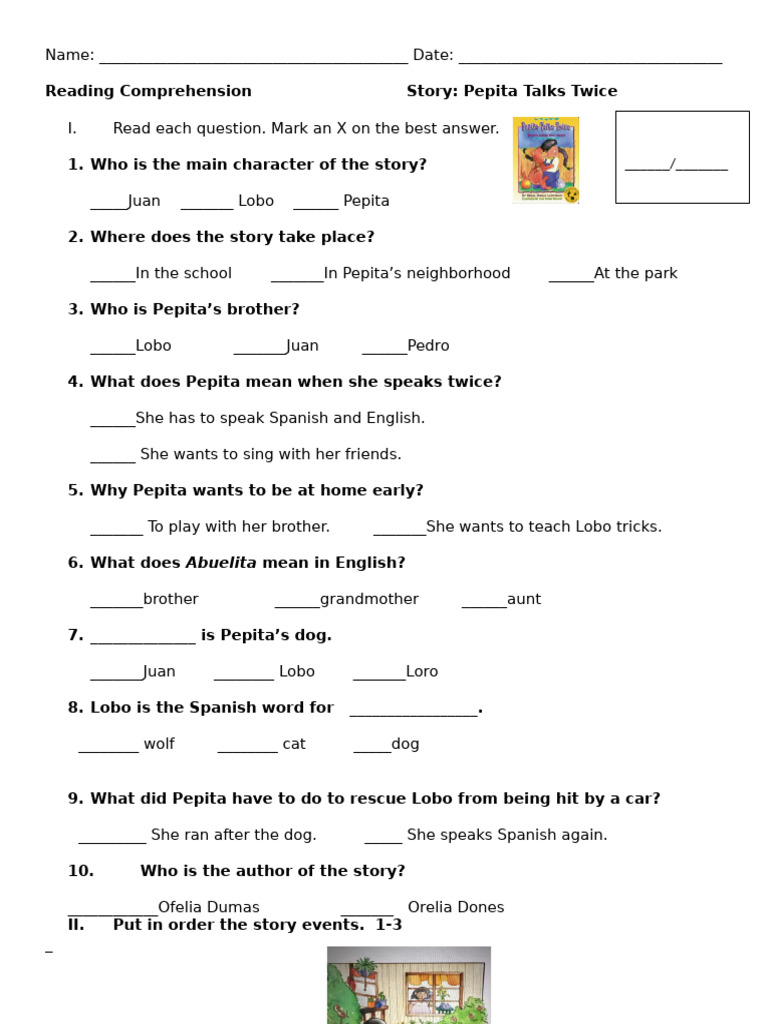 Reading Comp Pepita Talks Twice 2nd Grade | PDF