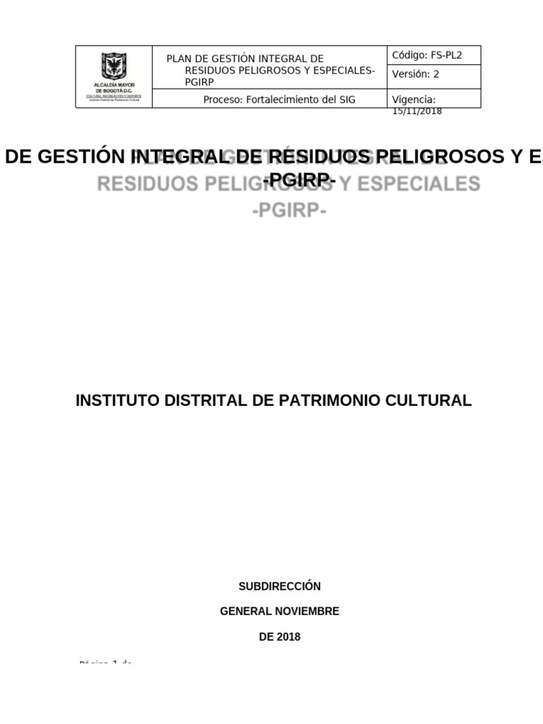 Pgirs Ejemplo | PDF | Residuos | Materiales