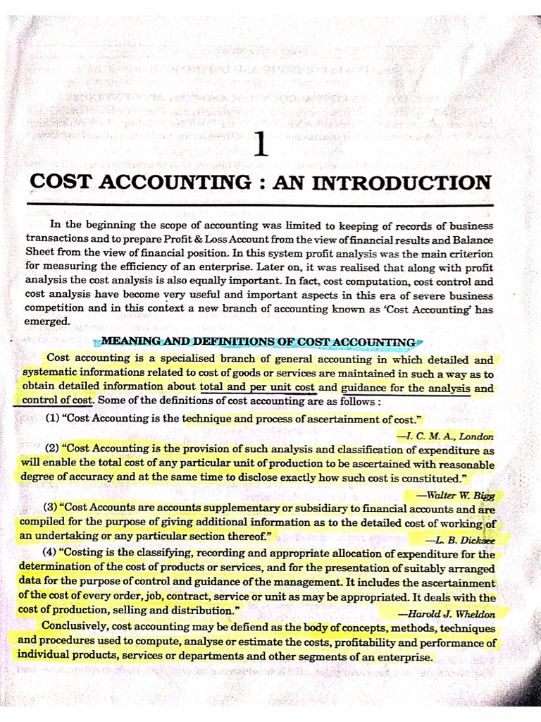 Cost Accounting Chapter 1 | PDF