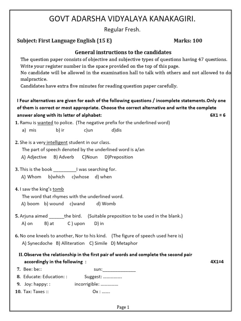 Ncert Question Papers | PDF | Word | Linguistics