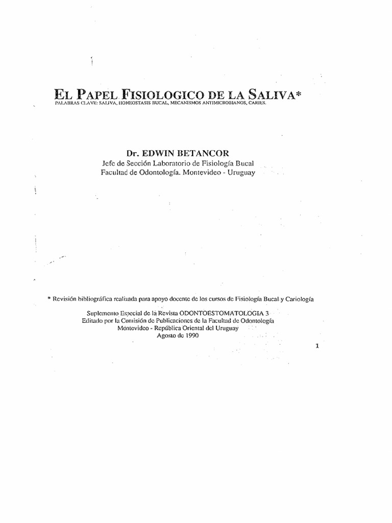 Funciones Fisiológicas de la Saliva | PDF | Saliva | Proteínas