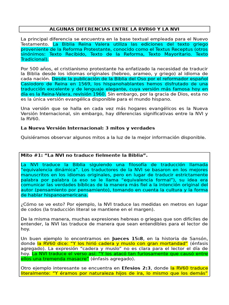 Cuál Es La Diferencia Entre La RV-60 Con La NVI | PDF | Biblia