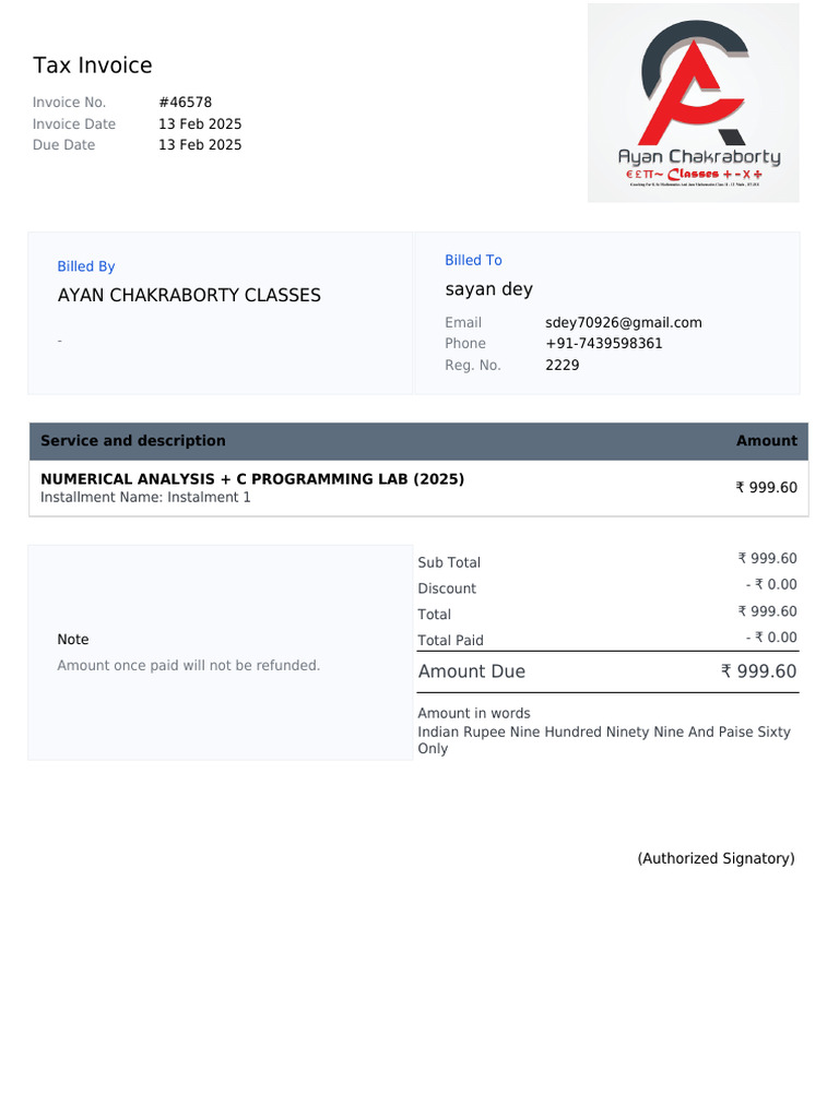 Numerical Analysis + C Programming Lab (2025) - 2235828 | PDF