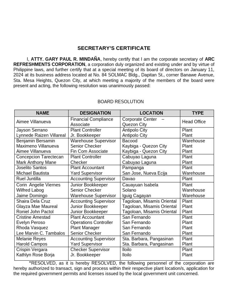 ARC Sec Cert (Bus Permit) Final | PDF