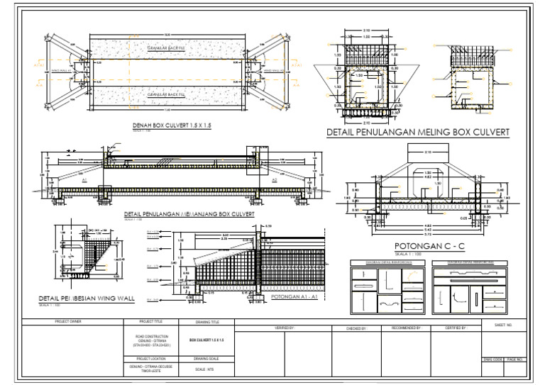 Detail Penulangan Meling Box Culvert: Potongan C - C | PDF