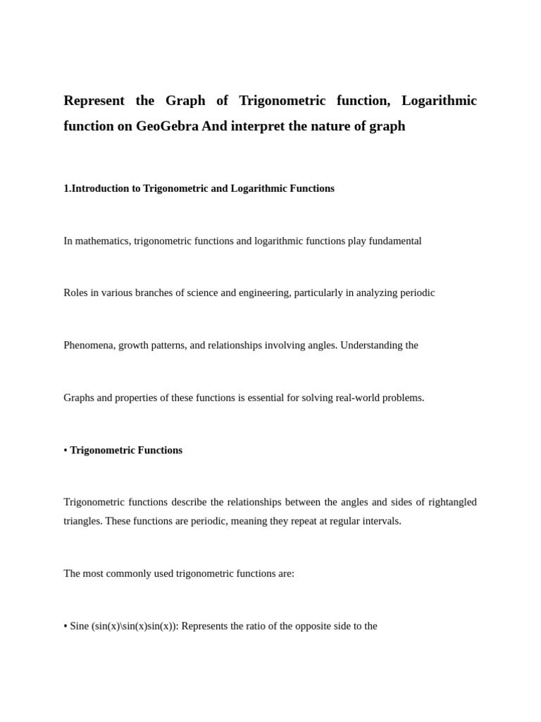Graphing Trig & Log Functions in GeoGebra | PDF | Trigonometric Functions | Trigonometry