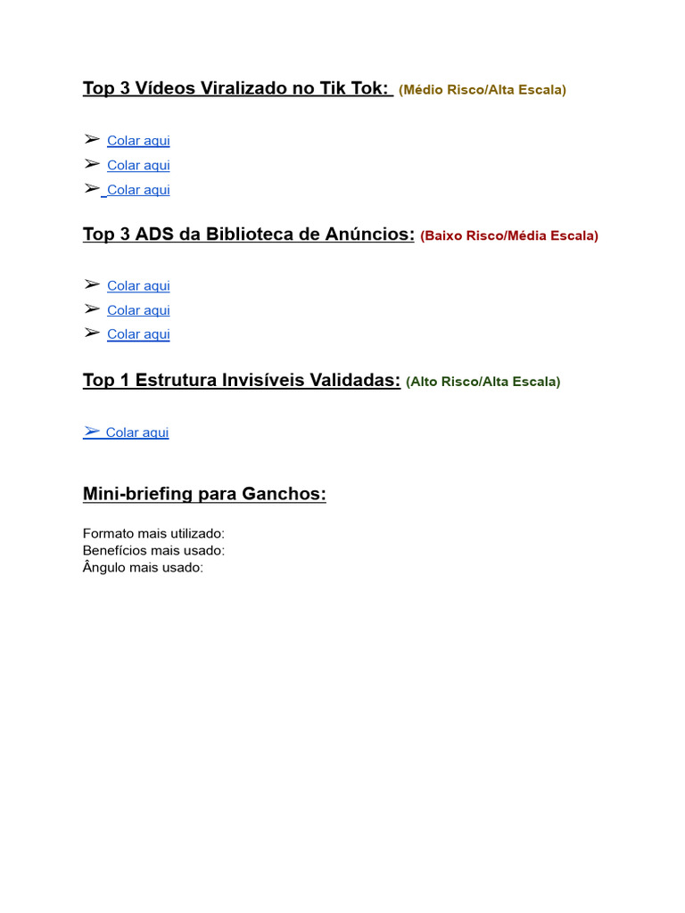 Mini-Briefing para Anúncios | PDF