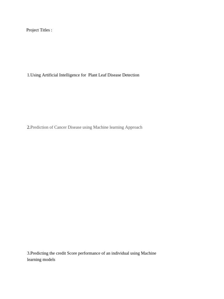 Machine Learning Project Ideas | PDF