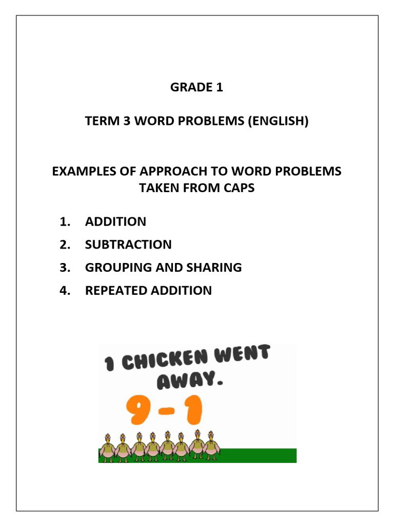 Grade 1 Term 3 Word Problems Guide | PDF