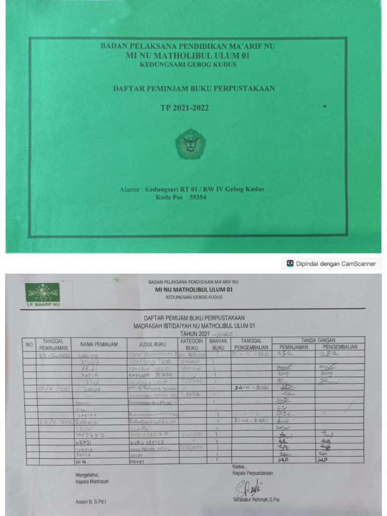 Daftar Peminjam Buku Perpus | PDF