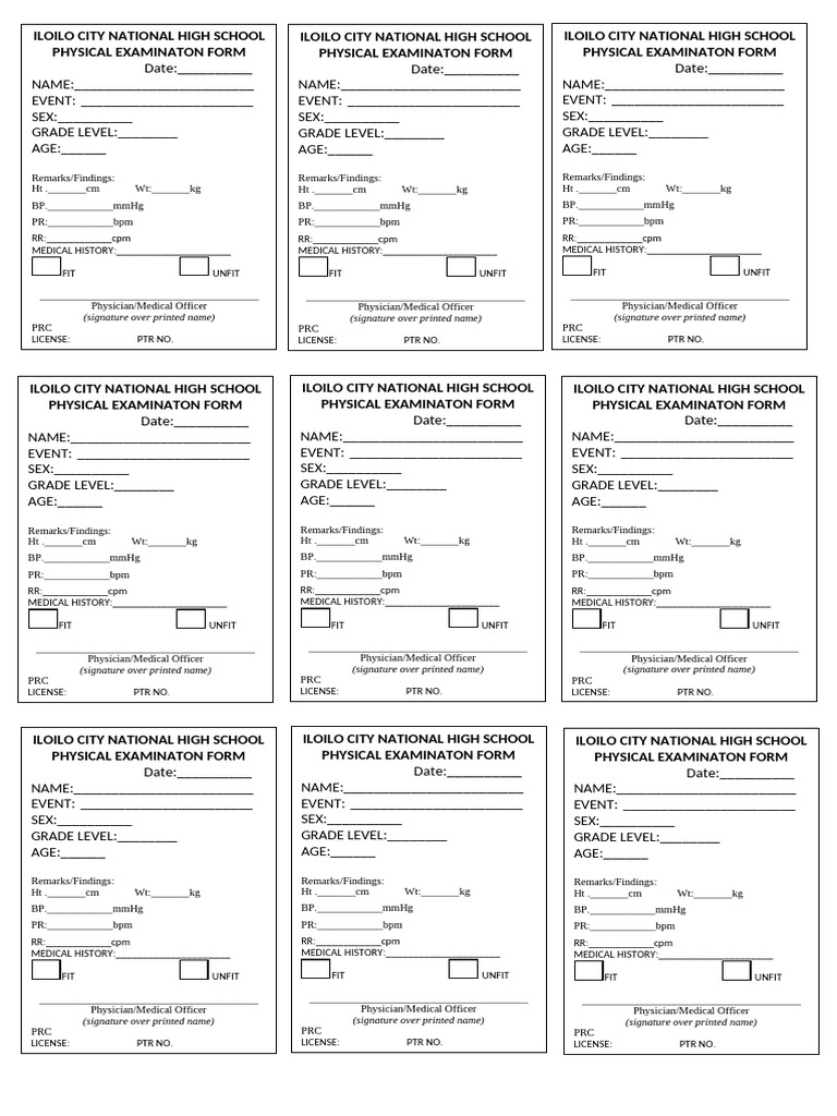 Temporary physical examination forms | PDF | Medical Diagnosis | Physical Examination