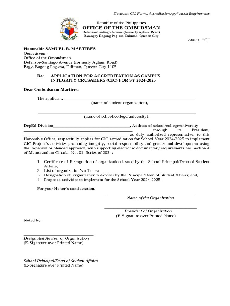 CIC Accreditation Application Guide | PDF