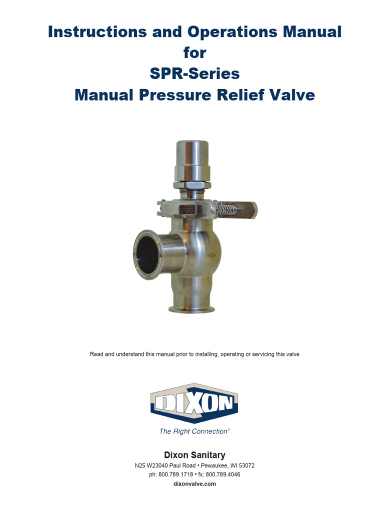 Manual Pressure Relief Valve Instructions & Operations Manual | PDF ...