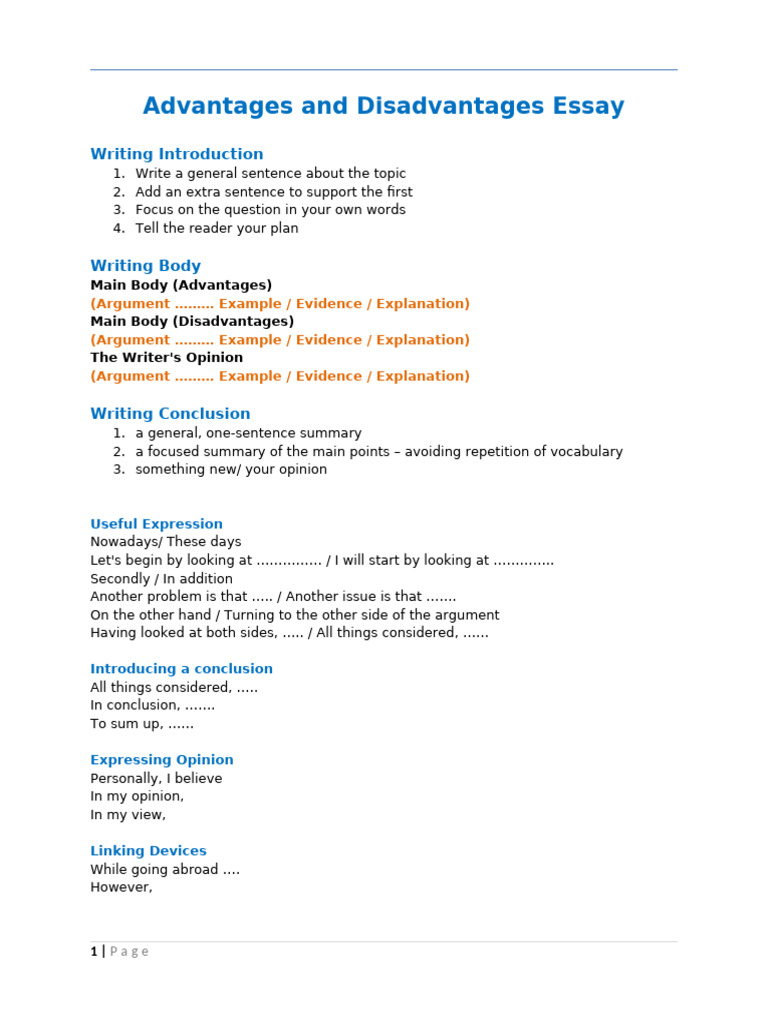 Advantages and Disadvantages Essay | PDF | Globalization | Developing Country