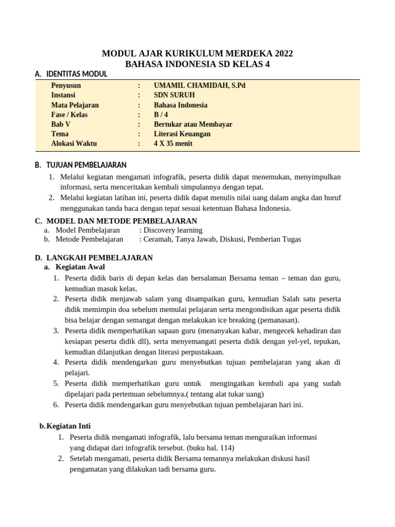 MODUL AJAR KURIKULUM MERDEKA 2022 Bind p2 | PDF