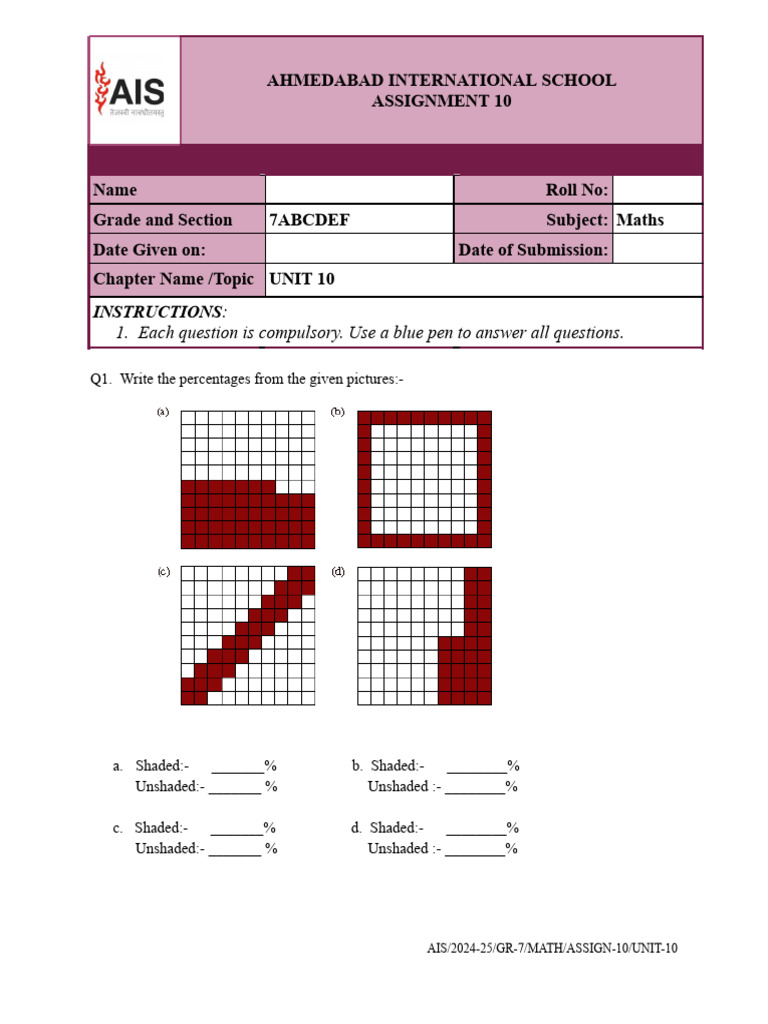 Grade 7 Maths Assignment | PDF
