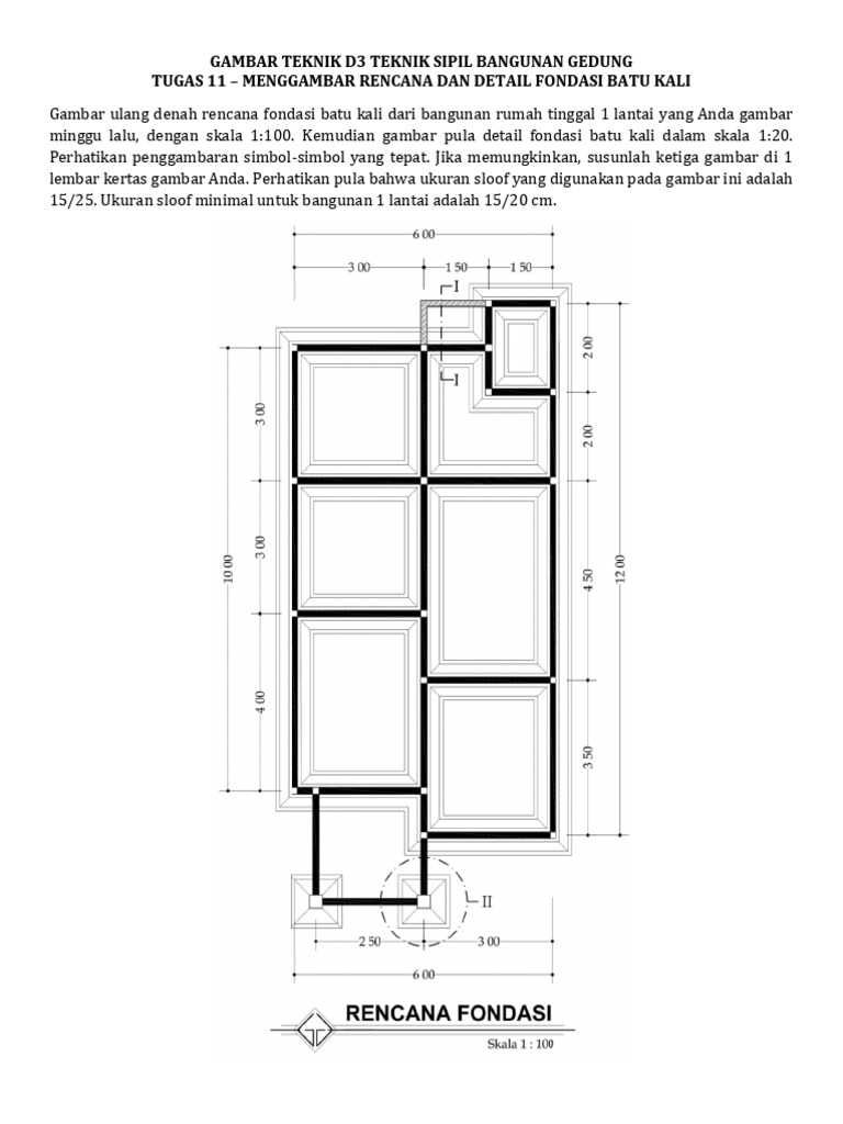 11AB - Rencana dan Detail Fondasi Batu Kali | PDF