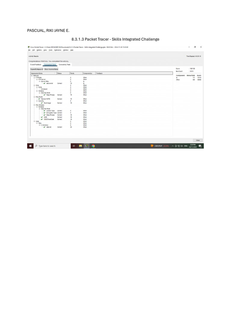 8.3.1.3 Packet Tracer - Skills Integrated Challenge | PDF