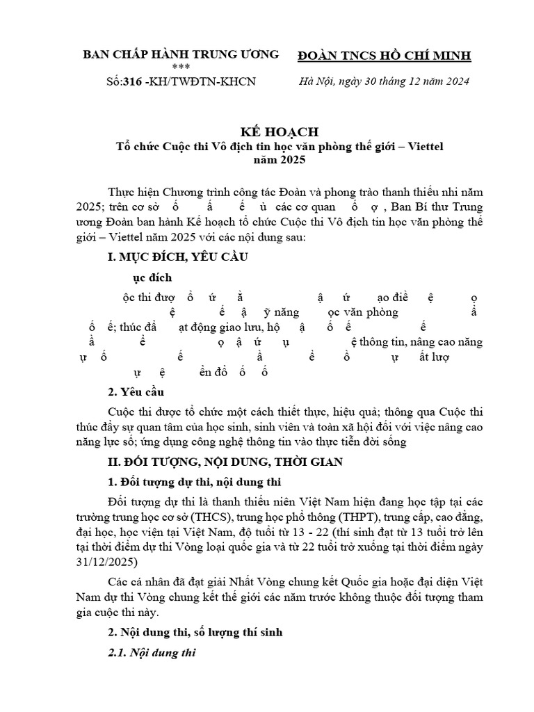 Ke-hoach-the-le-TWD-MOSWC-Viettel-2025 | PDF