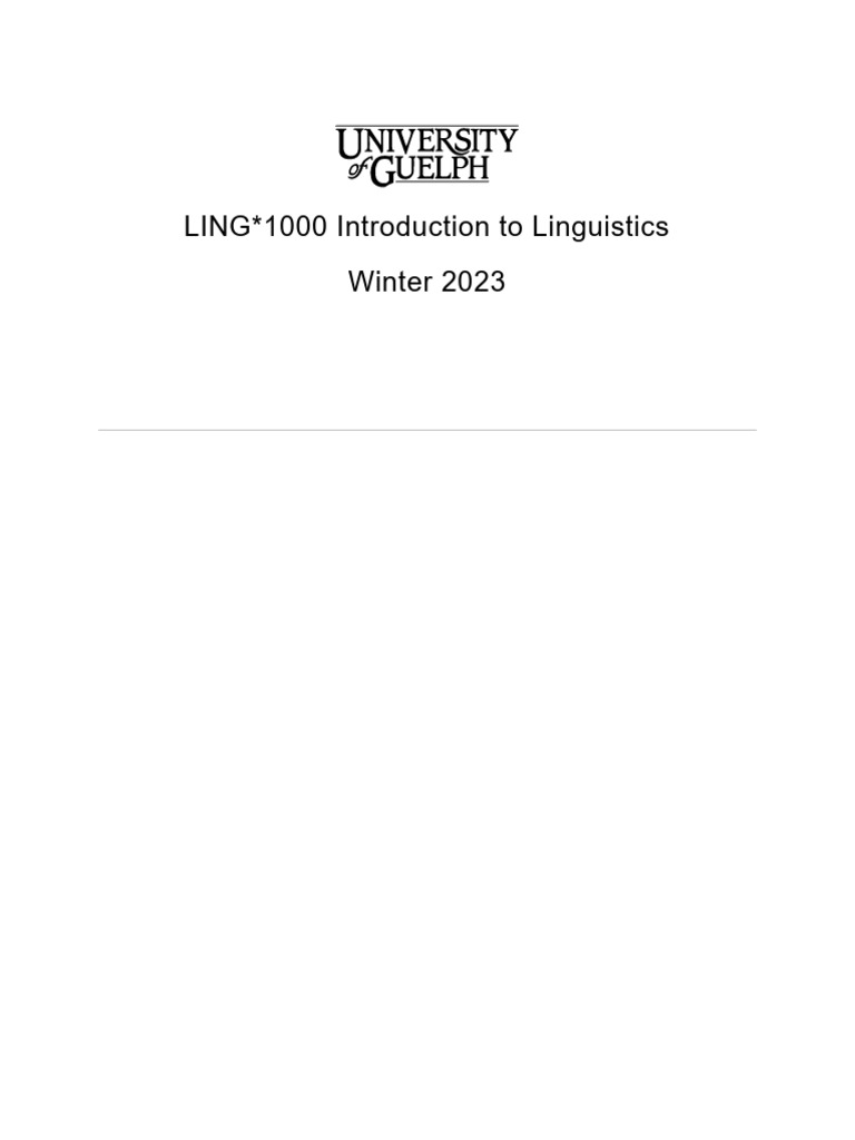 Outline_LING1000_DE01_W23_final | PDF | Linguistics | Turnitin