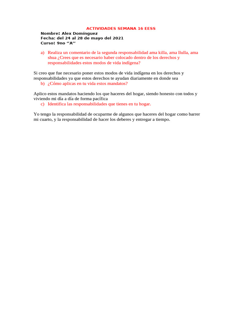 Actividades Semana 16 Eess | PDF