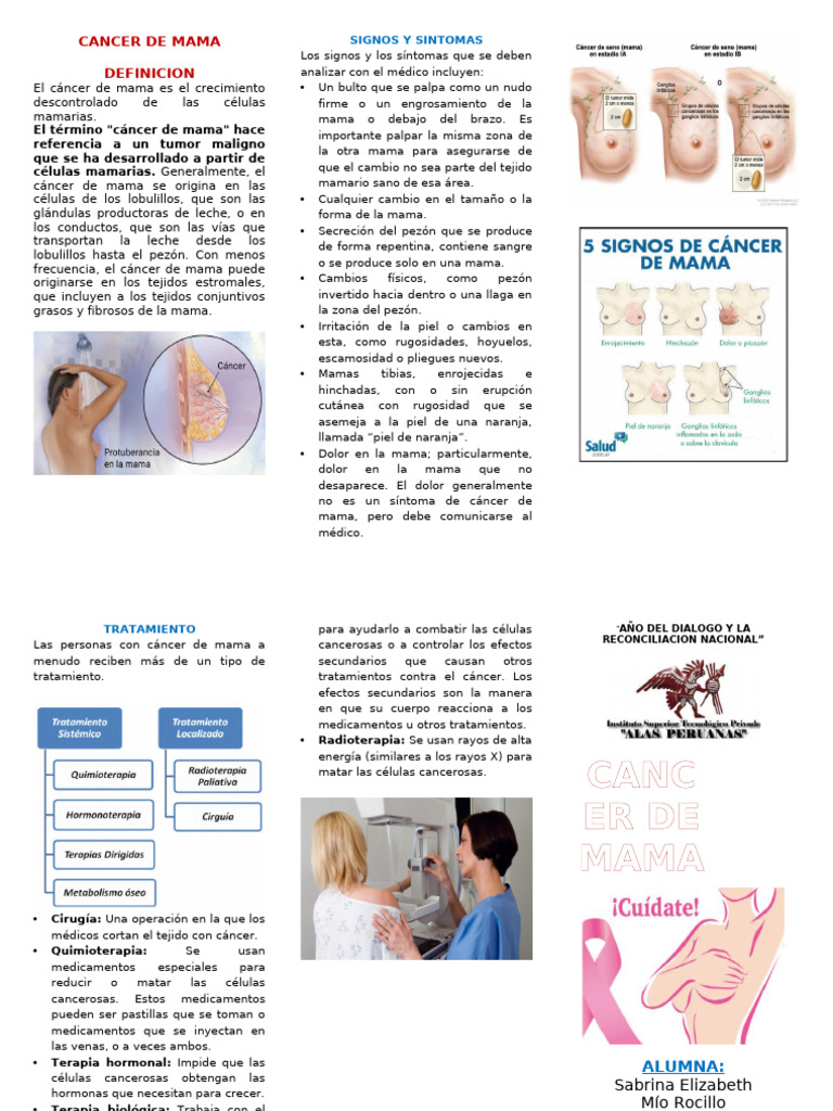 TRIPTICO cancer mama | PDF | Pecho | Cáncer