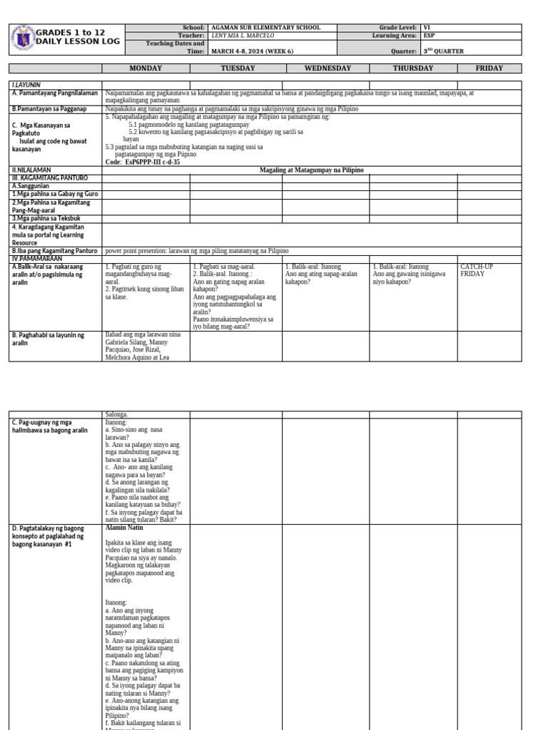 DLL_ESP 6_Q3_W6 | PDF